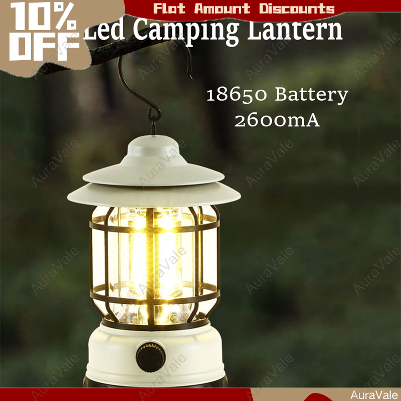 AuraVale Camping Light Lantern Solar Rechargeable with Lightweight ...