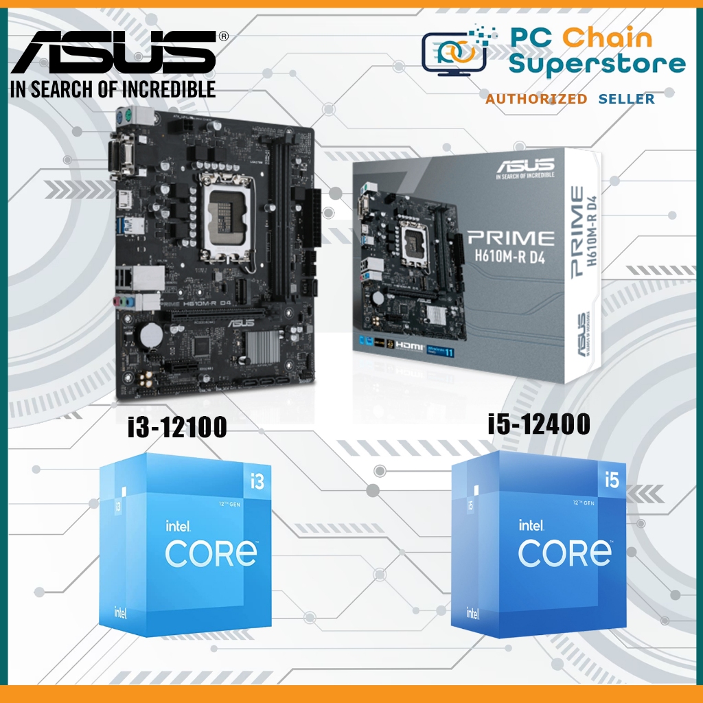 Intel i3-12100 / i3-12100F / i5-12400 / i5-12400F 12th Gen Processor w/ ASUS Prime H610M ...