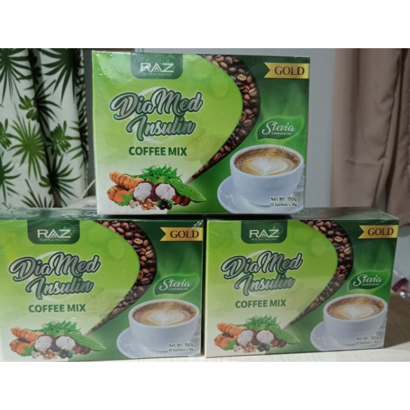 RAZ DiaMed Insulin Coffee Mix( 10 sachets x 15g) Stevia Sweetener ...