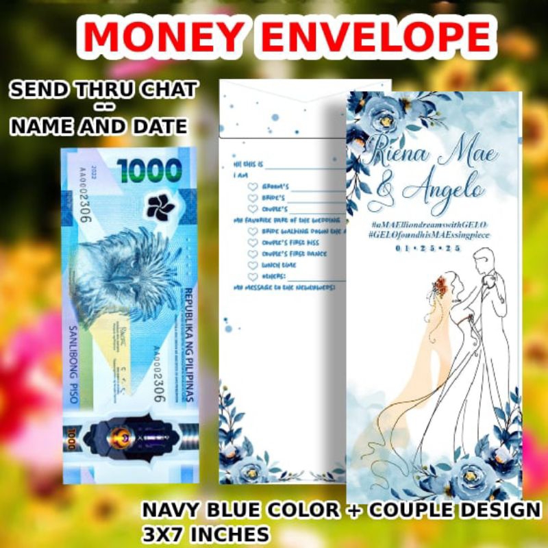 50pcs to 100pcs SHADES OF BLUE Custom Wedding / Angpao Envelope (Edit ...