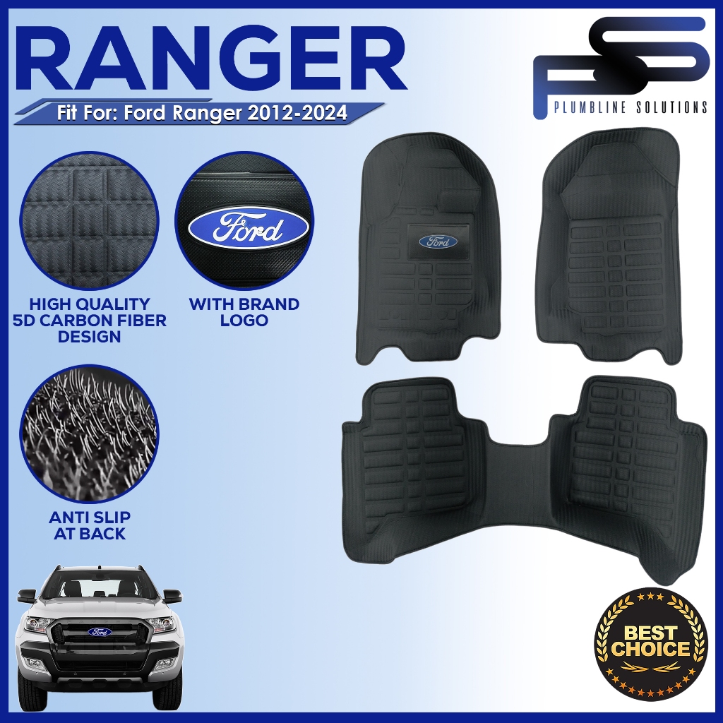 5D Carbon Fiber Deep Dish Matting for Ford Ranger 2012 - 2022 T6 T7 T8 ...