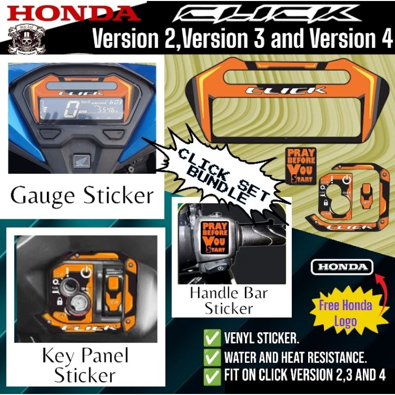 Honda Click Version 2,3 and 4 Key Panel Sticker Bundle Set Sticker ...