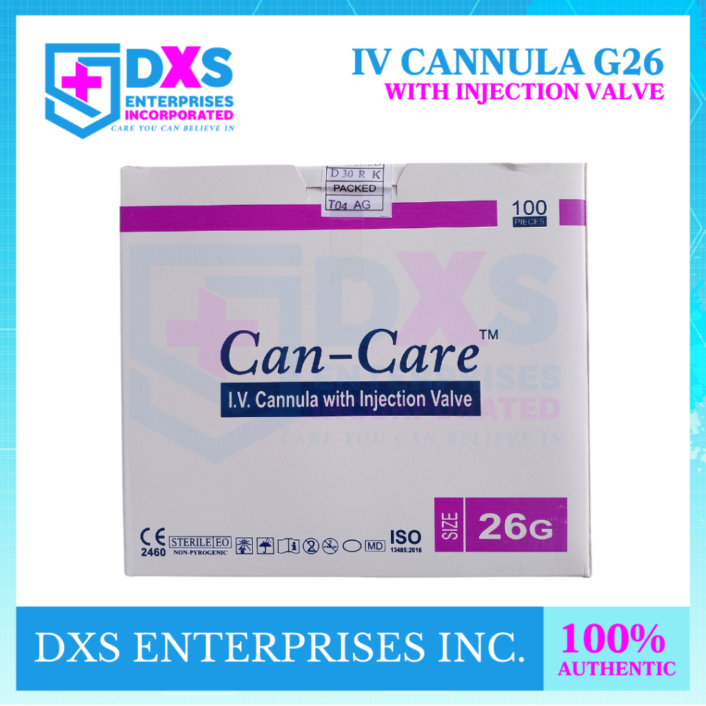 CAN CARE IV CANNULA WITH INJECTION VALVE IV CATHETER G.26 | Shopee ...