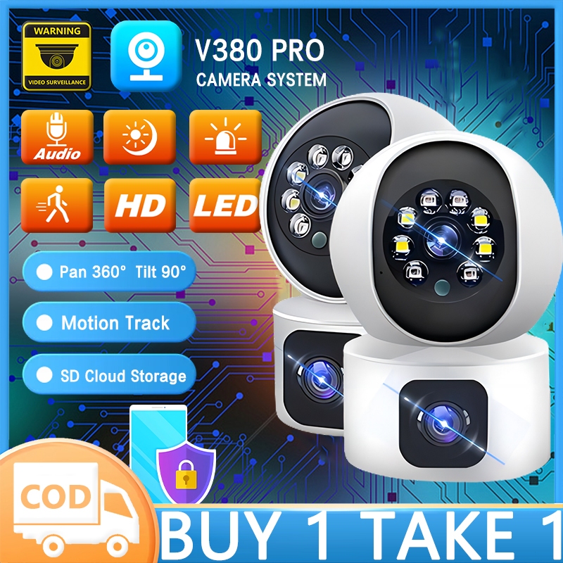 V380 Pro CCTV Camera Dual Lens 360° Panorama HD 2 Way Audio APP Control ...