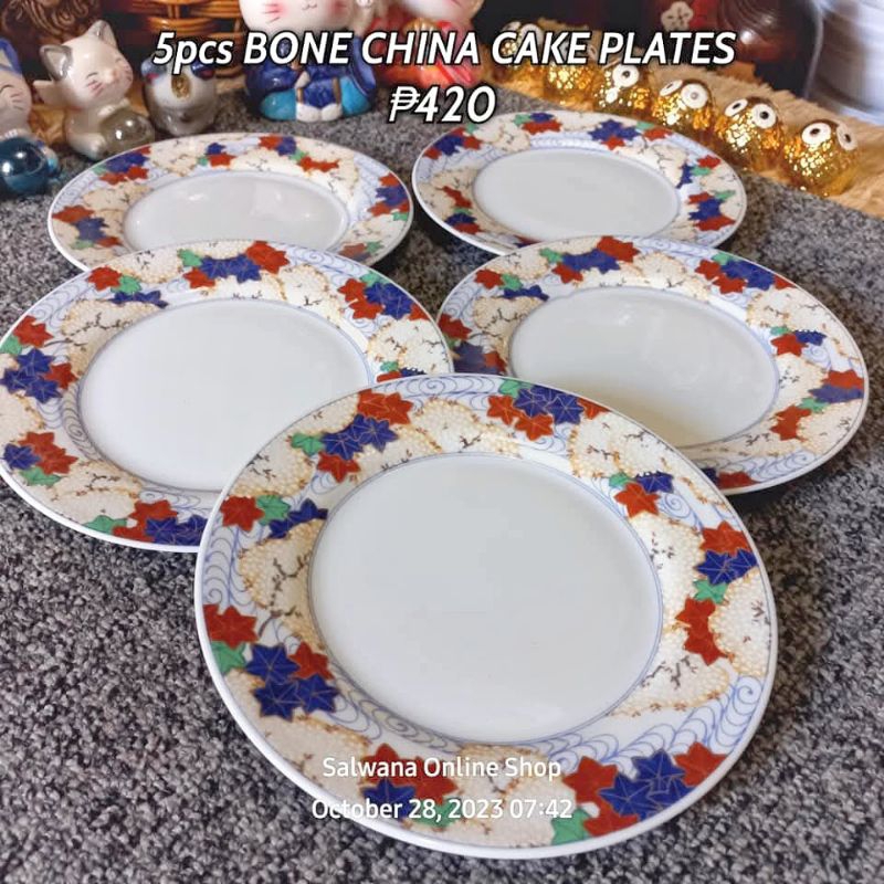 SET OF 5 BONE CHINA CAKE PLATES | JAPAN SURPLUS | Shopee Philippines
