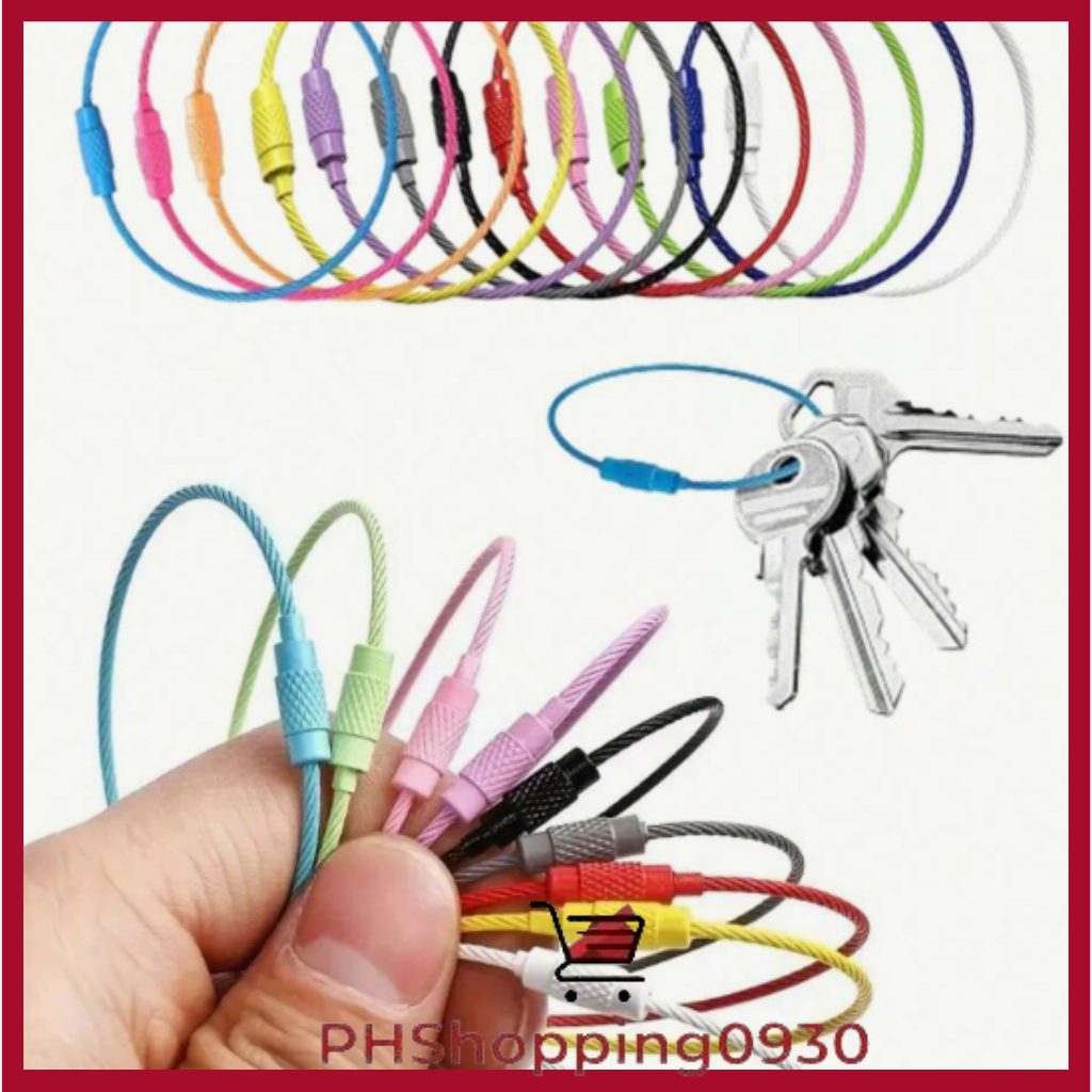 Colorful Stainless Steel Wire Keychain Cable Key Ring Loop Connector ...