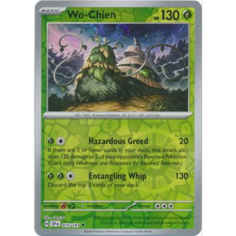 Pokemon Card, Wo-Chien 015/191, Uncommon Reverse Holo. (ENGLISH TYPE ...