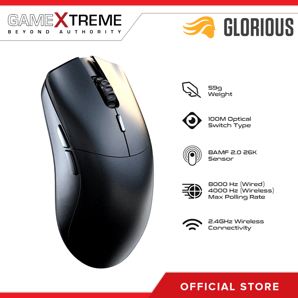 Glorious Model O 2 Pro 4K/8K Polling Wireless Gaming Mouse Black ...