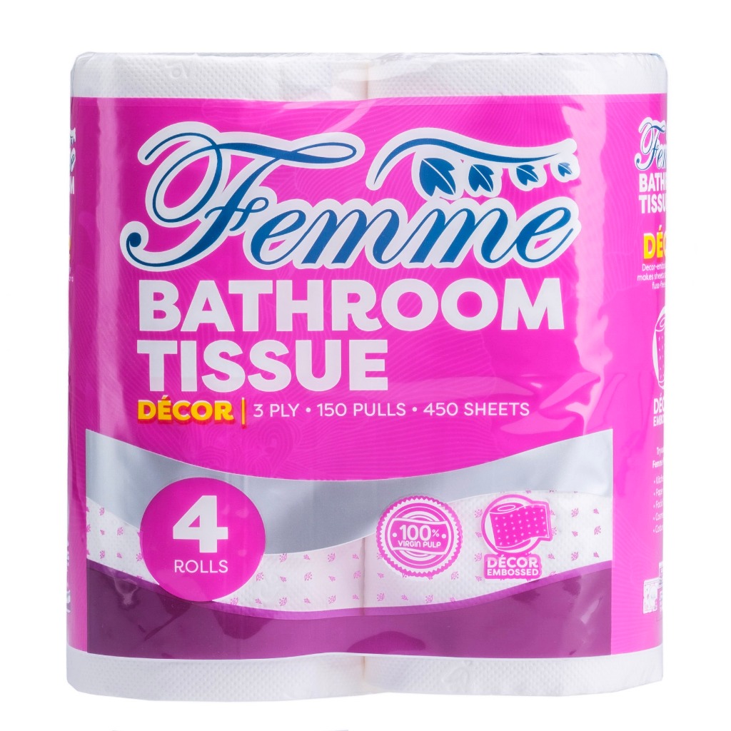 Femme Bathroom Tissue 3Ply 450 Sheets Roll 4 Rolls | Shopee Philippines
