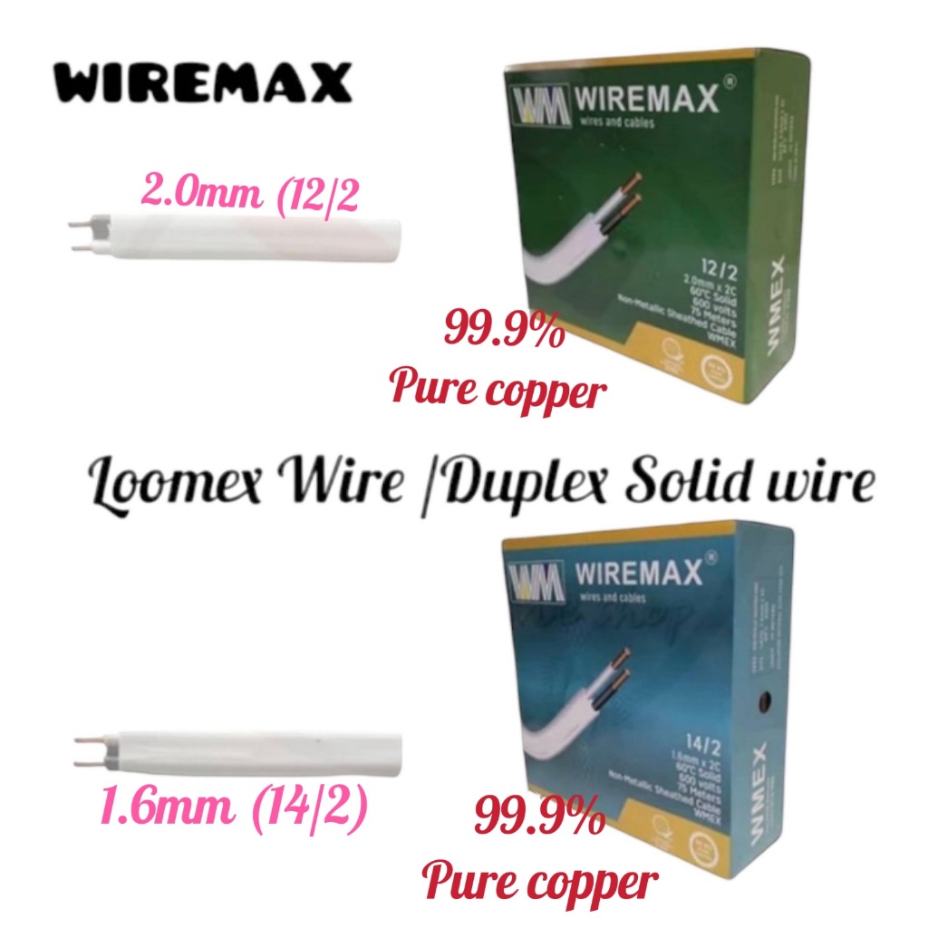 PER BOX(75 METER)! WIREMAX brand Pdx / Loomex Wire / Duplex Solid Wire ...