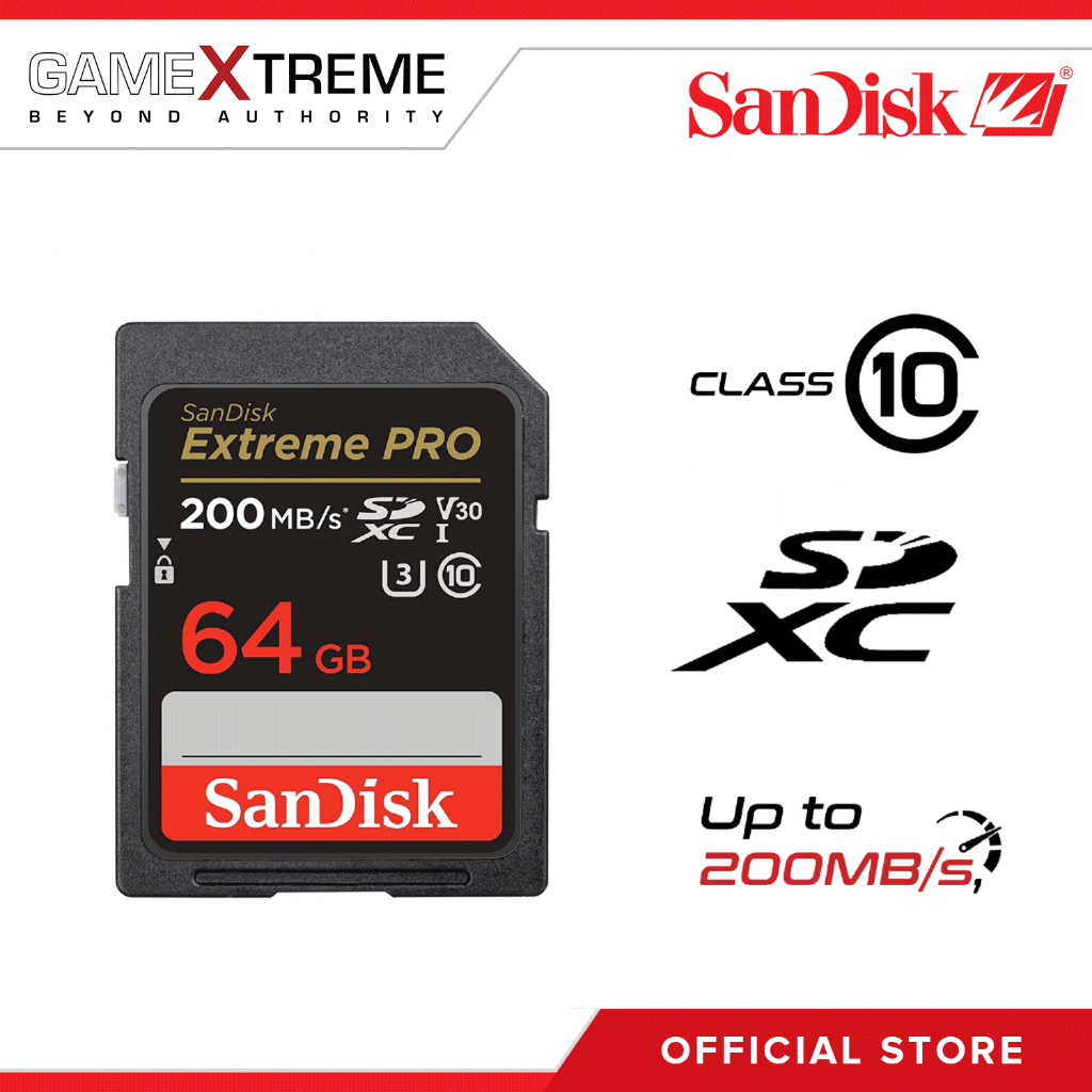 SanDisk Extreme PRO 64GB SDXC UHS-I C10, U3,V30,4K UHD Memory Card ...