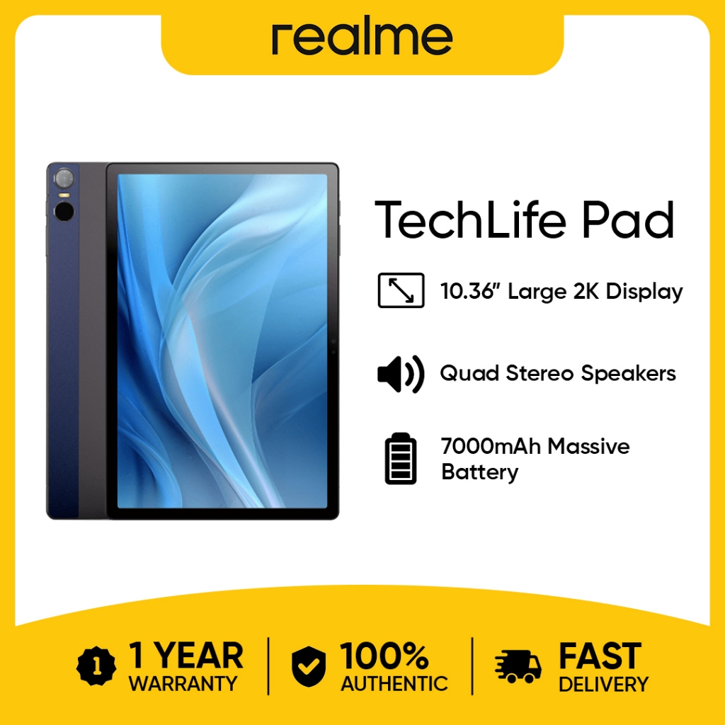 realme TechLife Pad Tablet | 4GB+128GB | 10.36" Large 2K Display | Quad ...