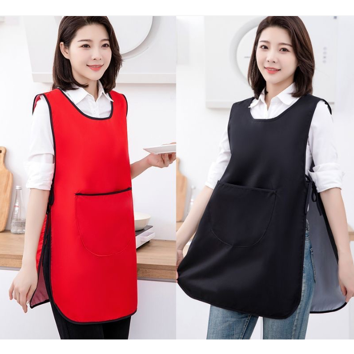 Apron Kitchen Cooking Waterproof and Oil-proof Black Apron Blouse ...