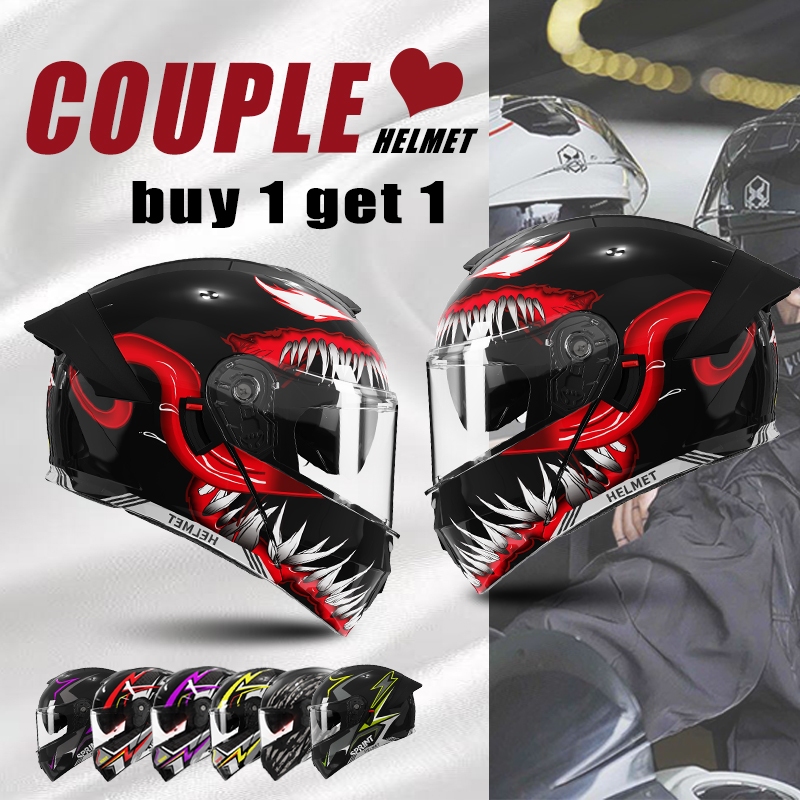 【Buy 1 Take 1 】AXK 909 Motorcycle Dual Visor Helmet Modular Helmet With ...