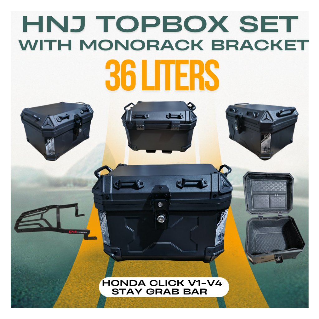 TOPBOX SET HONDA CLICK V1-V4 HNJ 36LITERS WITH MONORACK BRACKET ...
