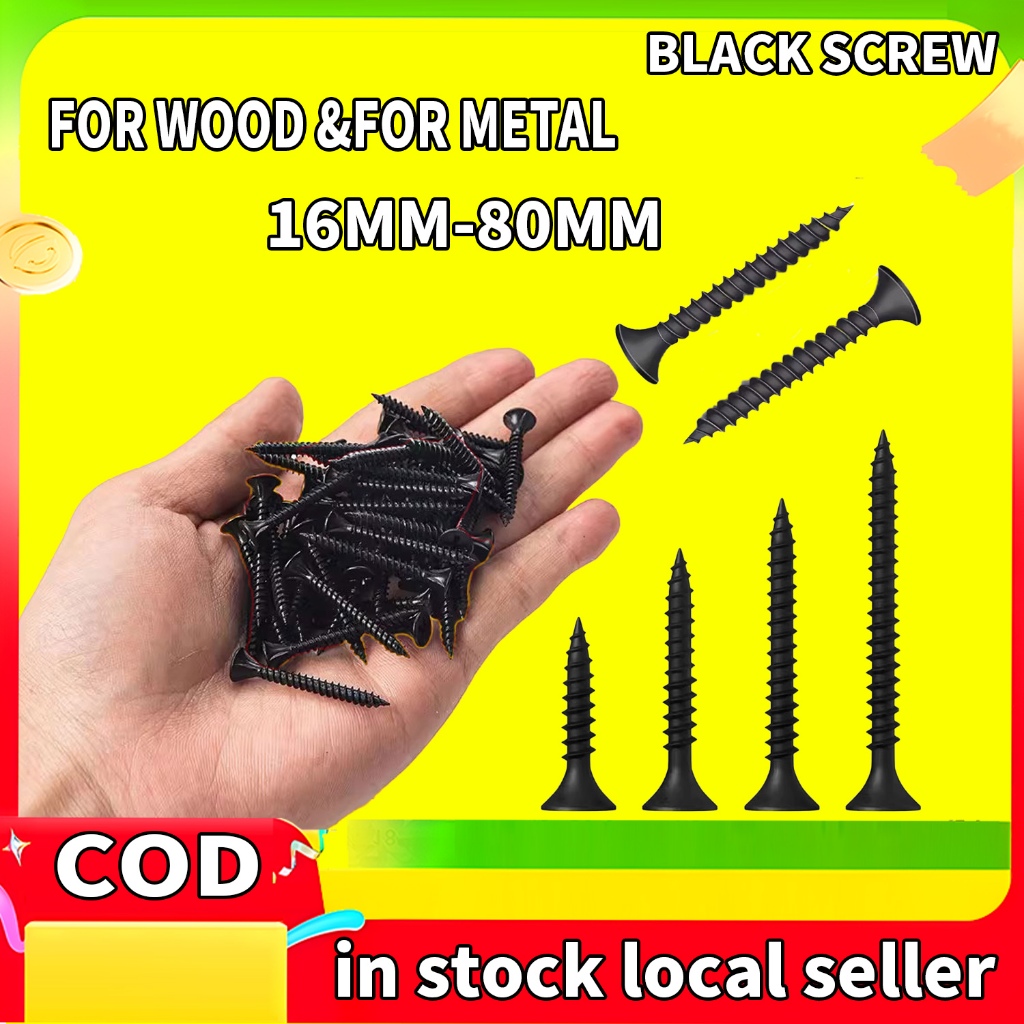 520PCS Gypsum Screw Black Screw for Wood For Metal 1" 1 1/4" 1 1/2" 2 ...