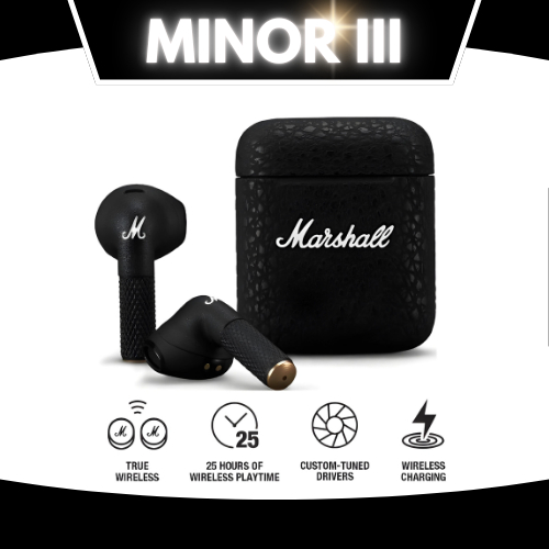 Marshall Minor 3 TWS True Wireless Earbuds | Bluetooth Noise-Cancelling ...