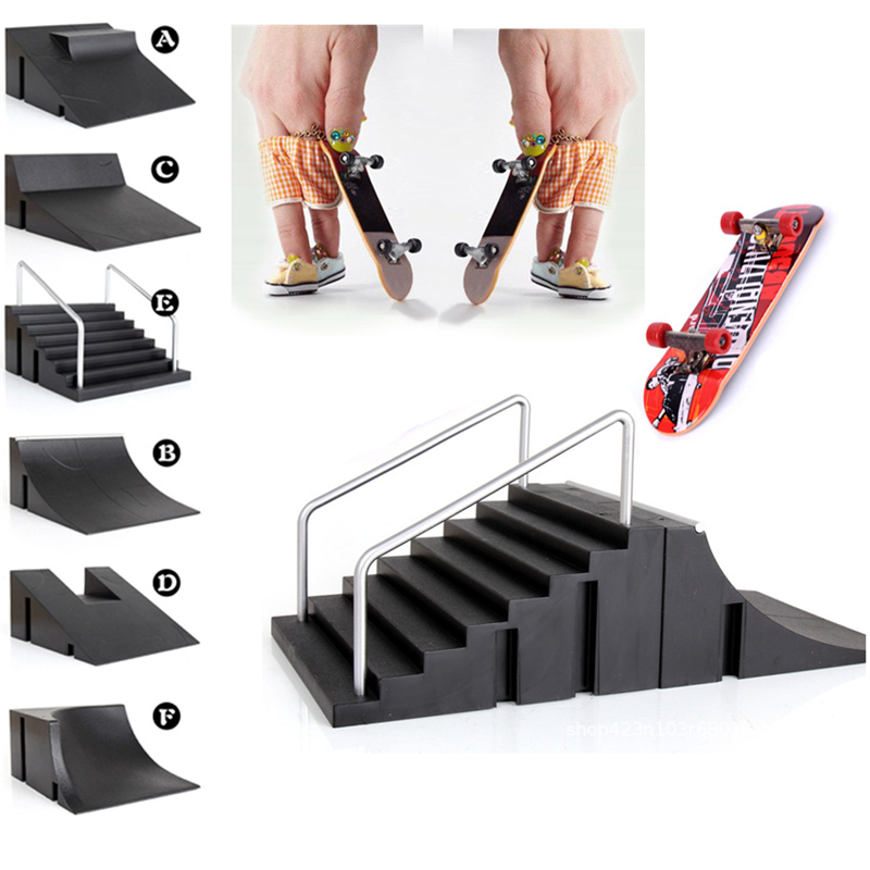 Finger Skateboard Toy Set with Ramp Track Mini Alloy Board Platform and ...