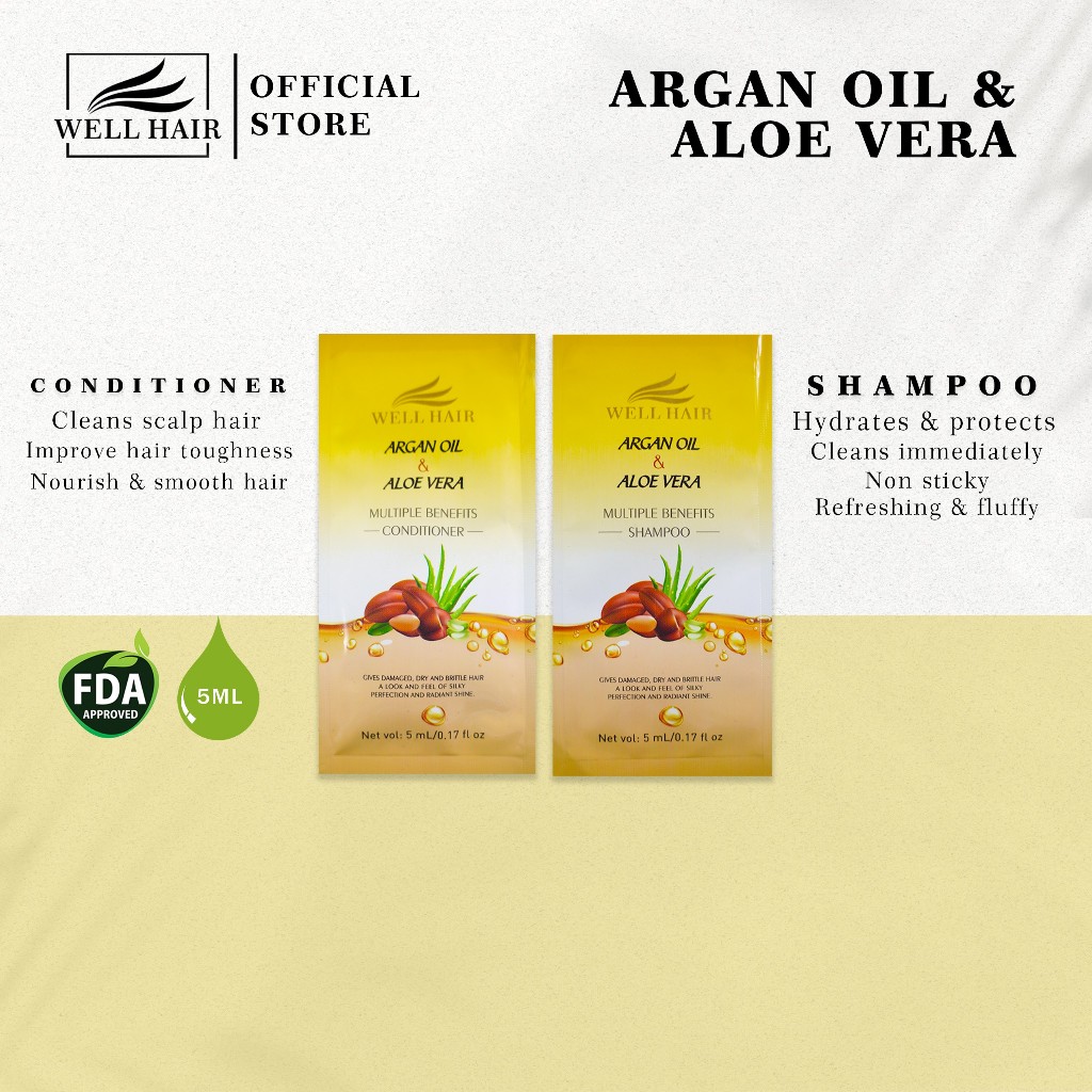 [OFFICIAL] Well Hair Argan Oil & Aloe Vera Shampoo & Conditioner 5ML ...
