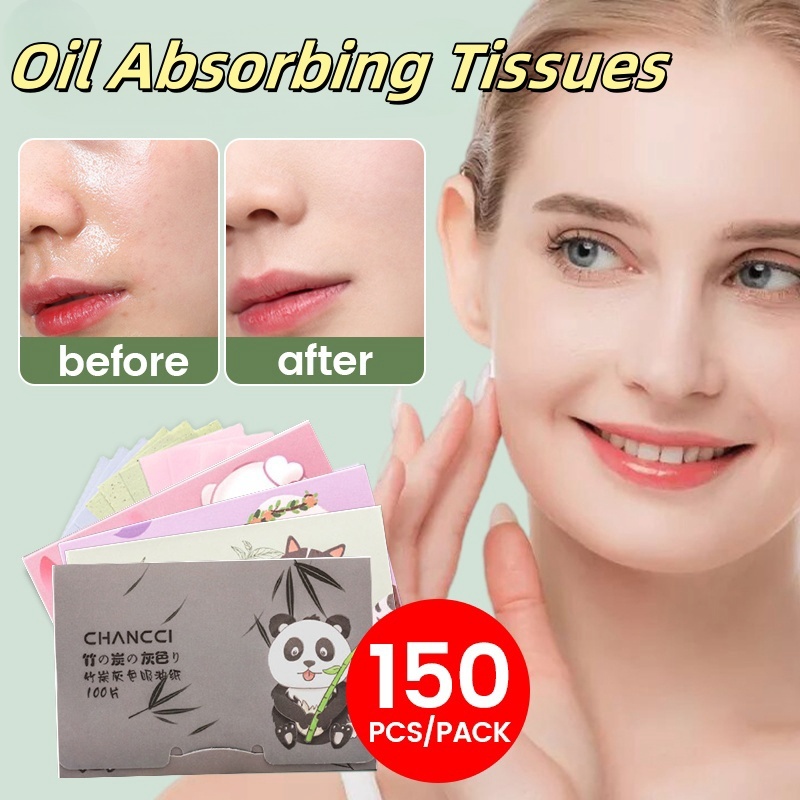 150PCS Oil Blotting Paper For Facial Absorbing Tissues Green Tea Bamboo ...