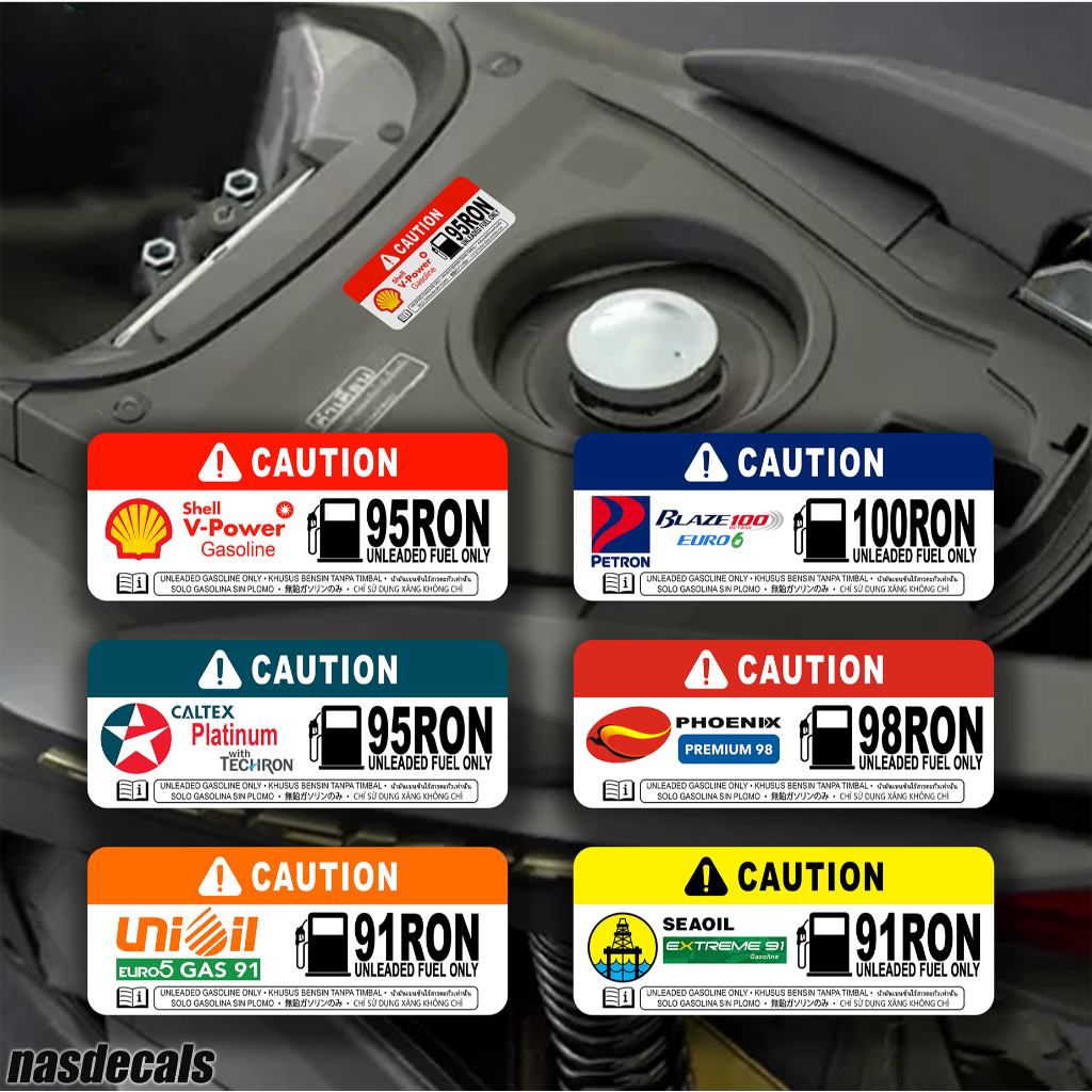 Fuel Tank Sticker for Motorcycle Gasoline Diesel RON95 Petron Unleaded ...