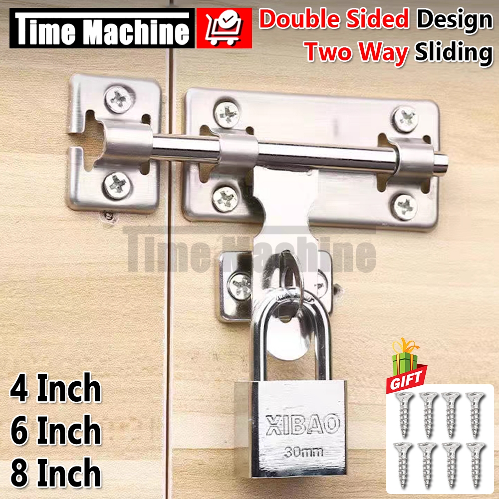 Stainless Steel Bolt Door Latch With 30mm Padlock And 3key Security ...