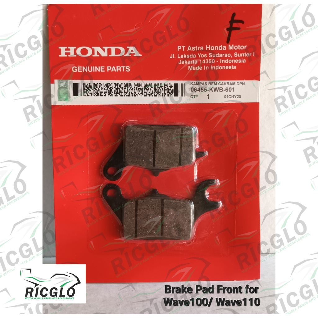 HONDA BRAKE PAD FRONT FOR WAVE 100 (06455-KWB-601) | Shopee Philippines