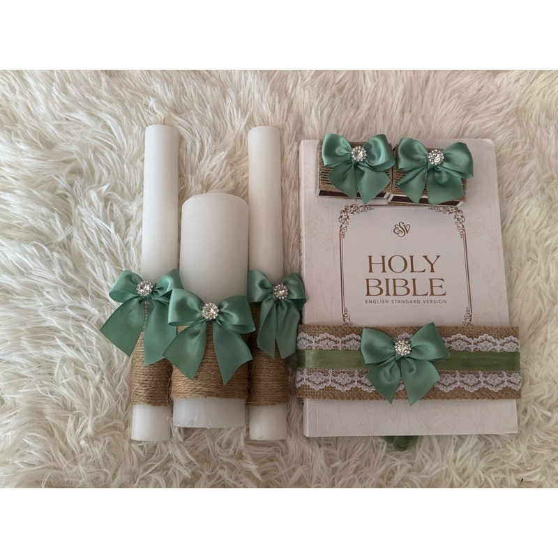 candle and bible sage green color | Shopee Philippines