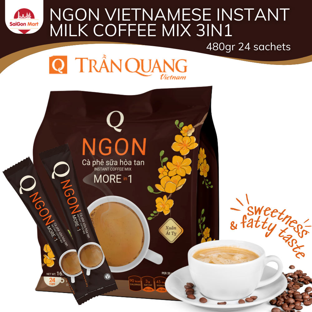 Ngon Vietnamese instant milk coffee Mix 3 in 1 480gr 24 sachets ...