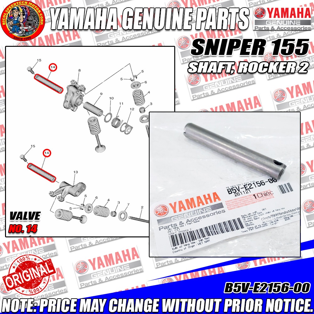 YAMAHA SNIPER 155 SHAFT, ROCKER 2 (YGP) (GENUINE: B5V-E2156-00 ...