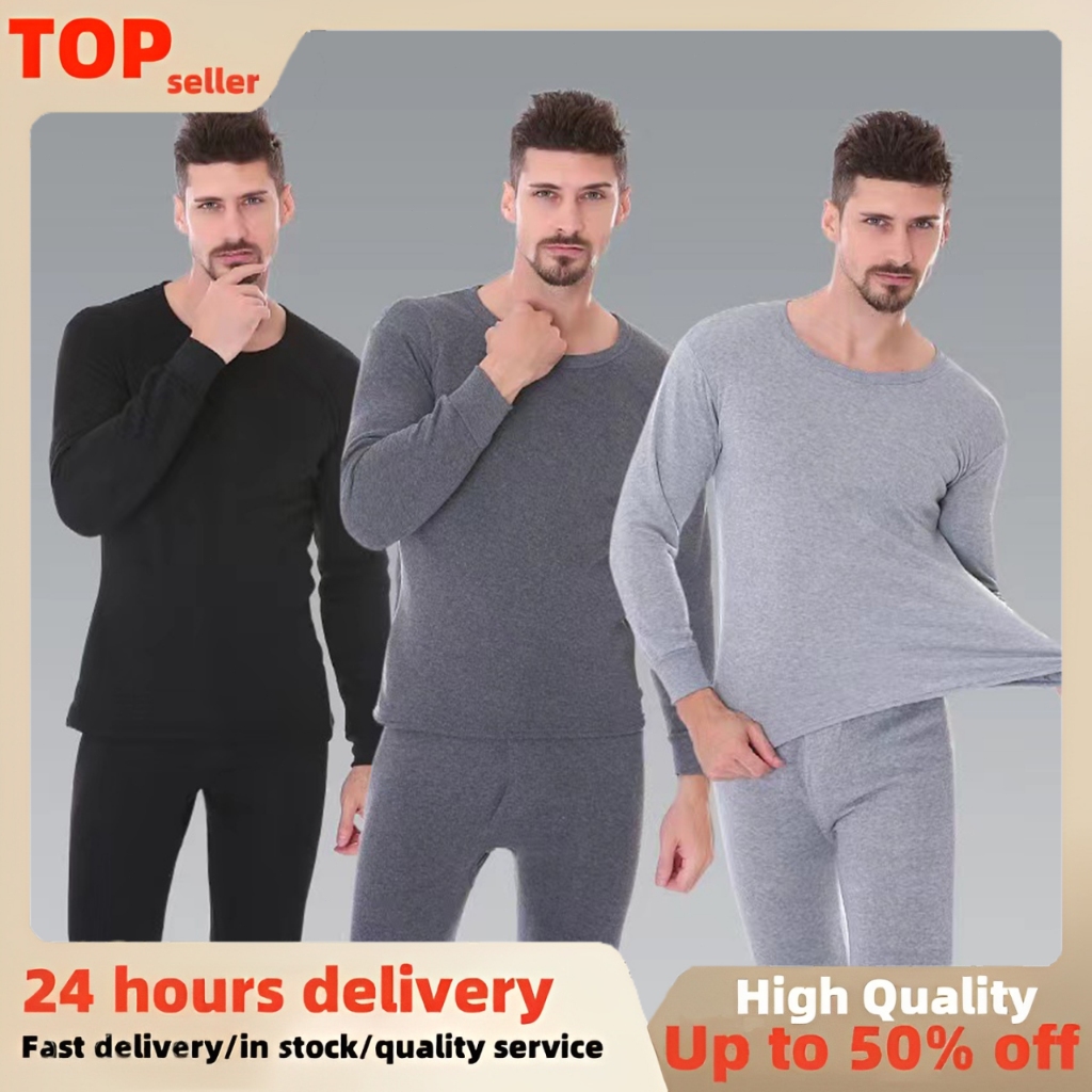 Heattech for Men Thermal Top for Men Plush Round Neck Thermal Underwear ...