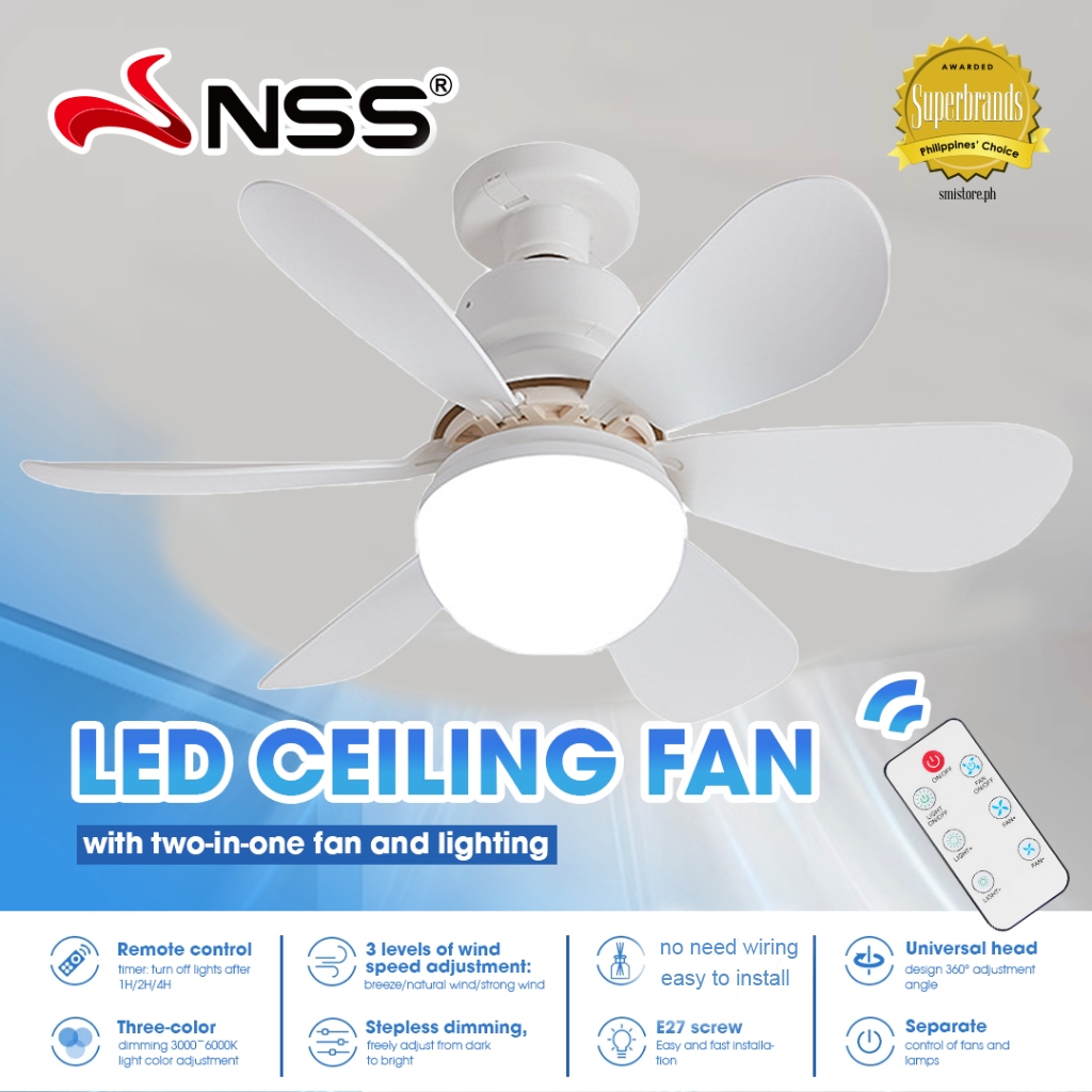 NSS Ceiling Fan Light with Remote Control 40W 6 Blades LED Ceiling Fan ...