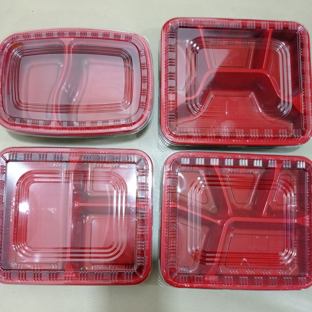 (100pcs) RED BENTO BOX WITH LIDS 1 2 3 4 5 Divisions | Shopee Philippines