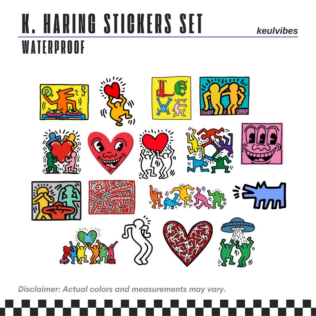 SET K. Haring Sticker heart doodle painting design art keith haring ...