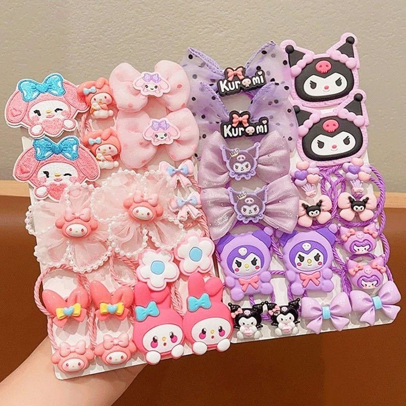 18Pcs Kawaii Sanrio Hair Ties Anime Hair Ring Ornaments Kuromi ...