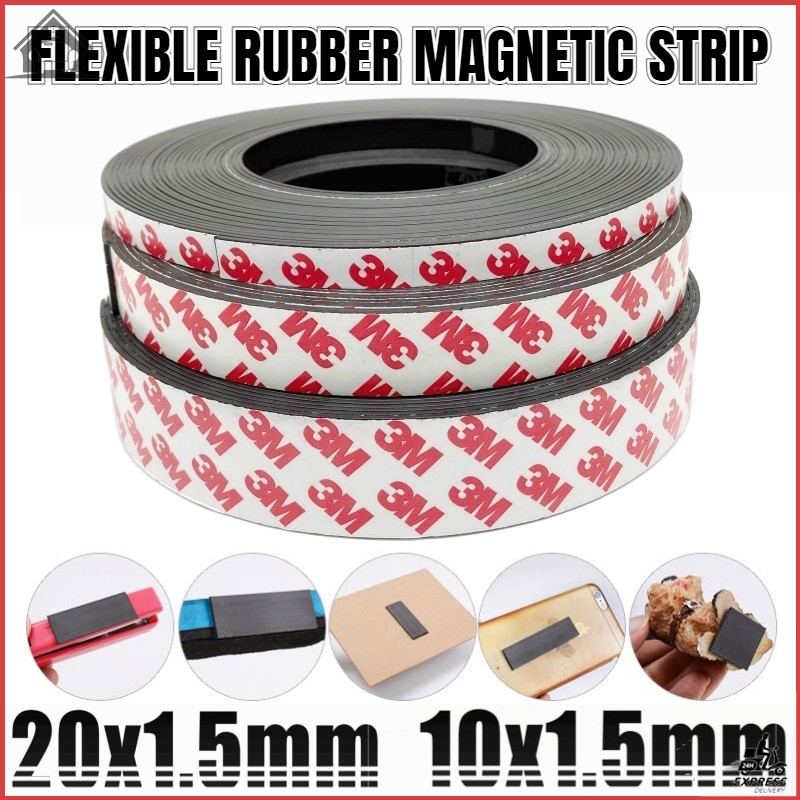 3M Magnetic Strip with Adhesive 2Meters/Roll Flexible Magnetic Rubber ...