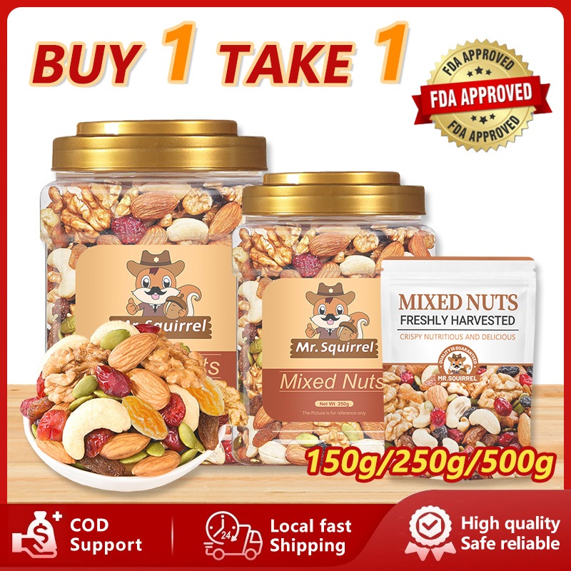 【Buy 1 Take 1】Mr.Squirrel 7 In 1 Mixed Nuts And Fruits 150g/250g/500g ...