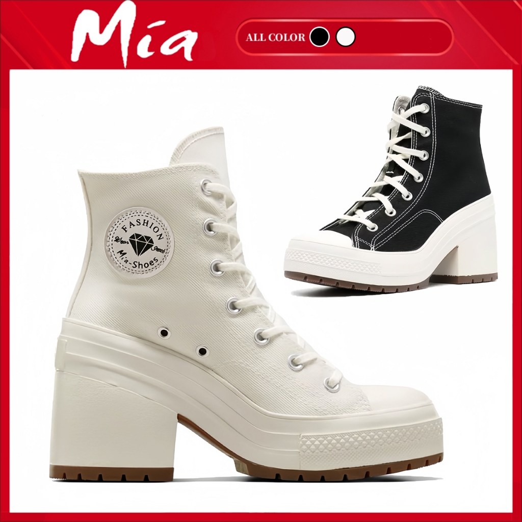 MIA Boots Fashion Korean 9CM Boots High Cut Heels Canvsa Shoes For ...