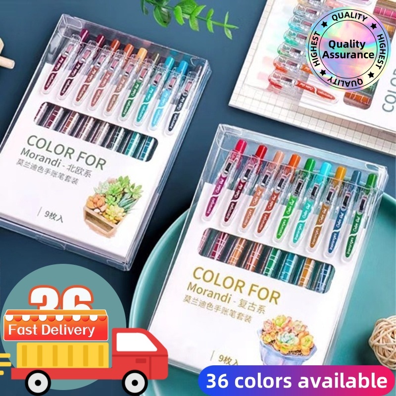 9Pcs/Set Morandi Pen Press Type Colored Ballpoint Pen Color Gel Pen ...