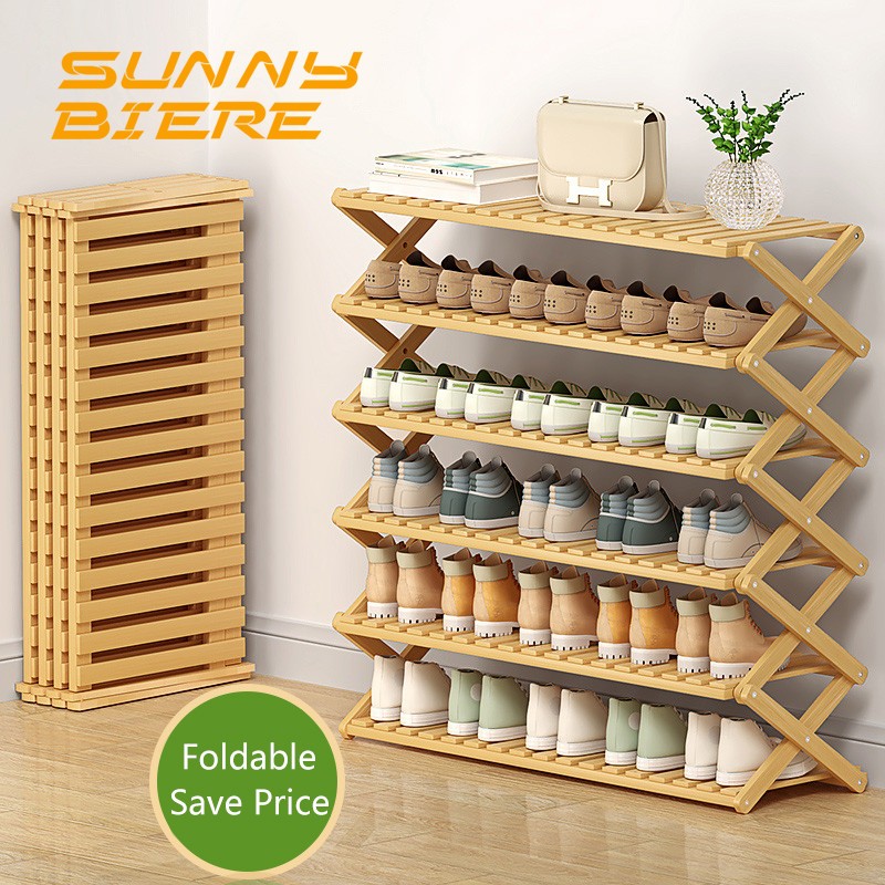 SUNNY Premium Shoe Rack Bamboo Organizer Wooden Storage Shelves Stand ...