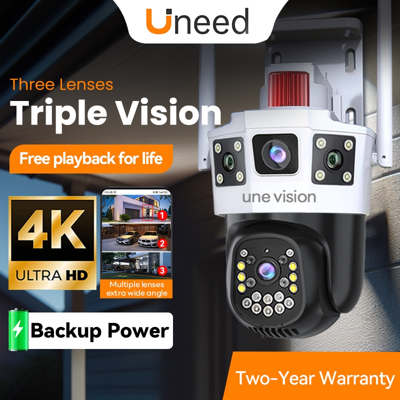 UNEED Outdoor CCTV Camera 360 4K Night Vision Wireless No WIFI Needed ...