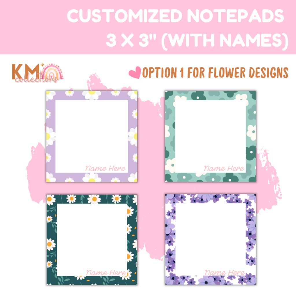 Notepad 3x3" Flower Designs - Customized with Names | Shopee Philippines