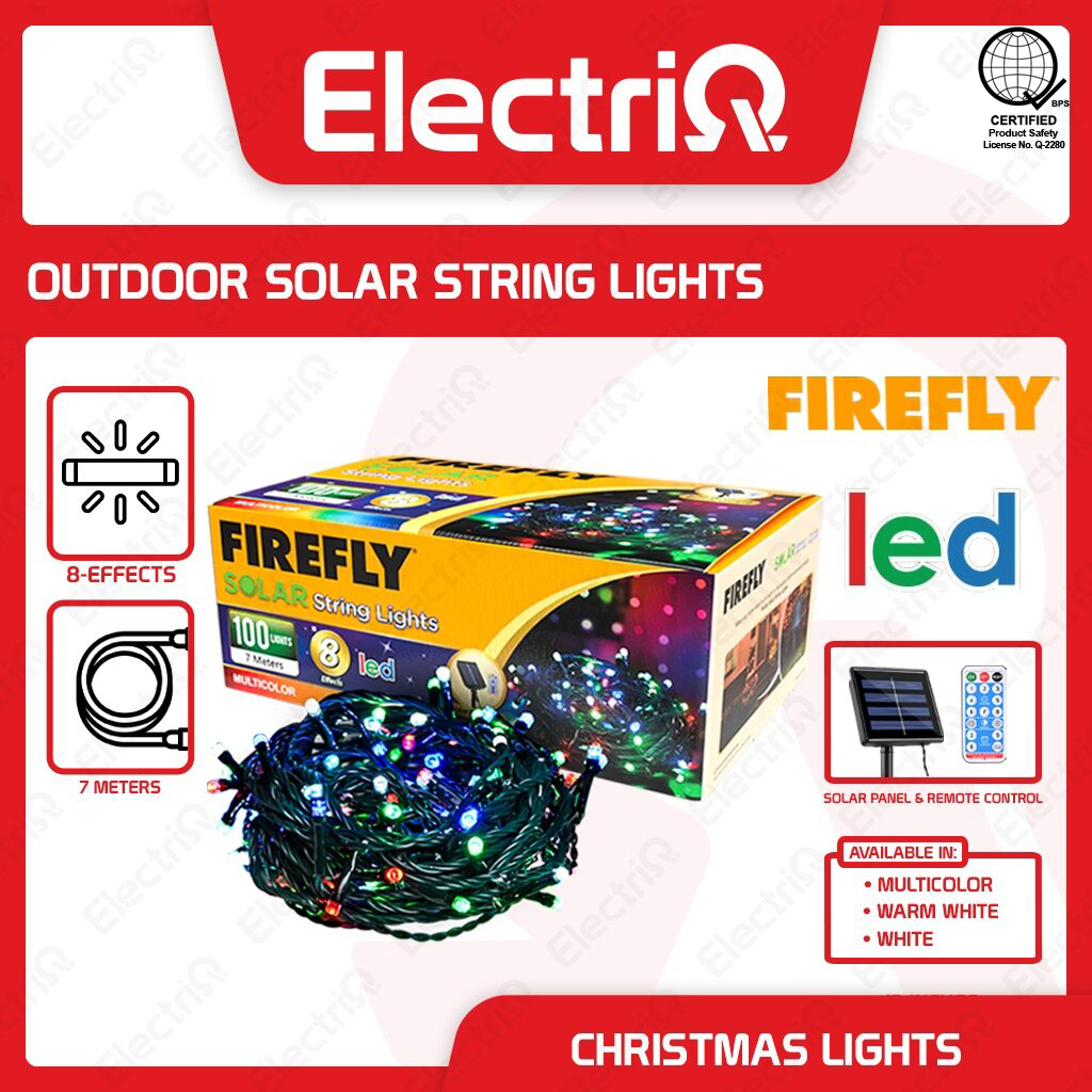 Electriq l Firefly Christmas Lights Solar String 8 Effects Outdoor ...