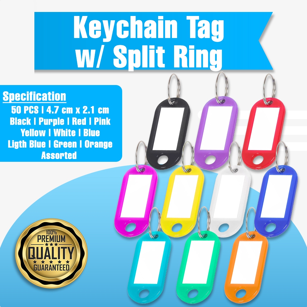 50PCS Label Key Holder Plastic Key Tags ID Label Keychain With Split ...