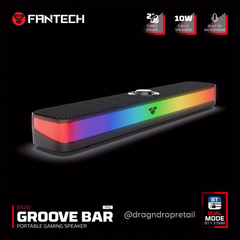 FANTECH GROOVE BAR PRO BS151 Wireless RGB Gaming Speaker, Rechargeable ...