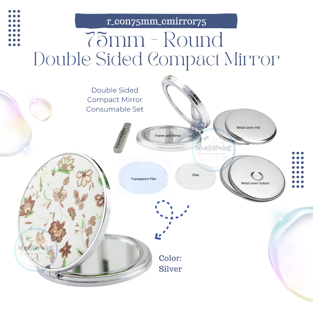 75mm - Round Double Sided Compact Mirror [SILVER] | Shopee Philippines