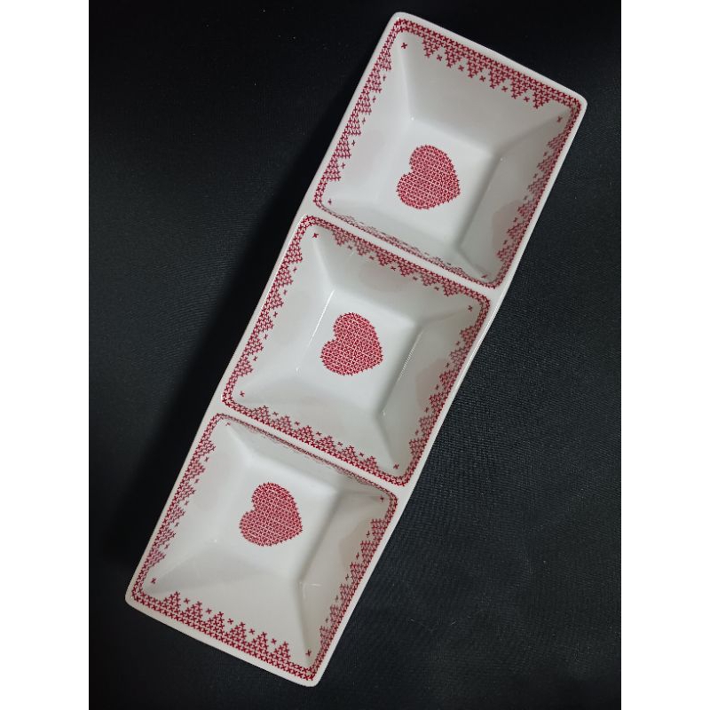 ceramic split divided serving dish tray and heart design 3 section ...