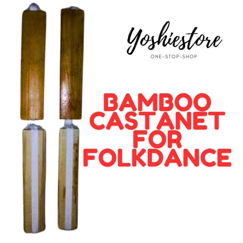 1 pair (2pieces) BAMBOO CASTANETS for folk dance.1 pair(left and right ...