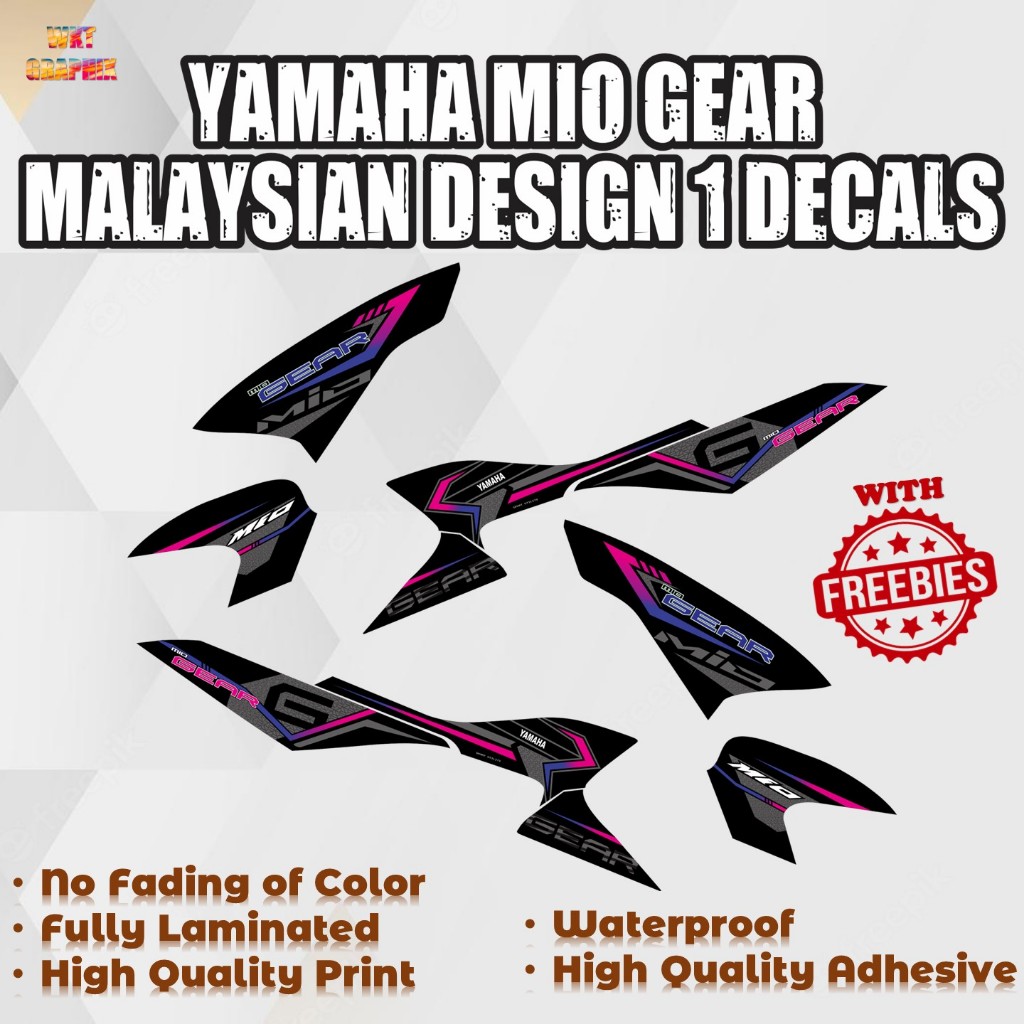 YAMAHA MIO GEAR MALAYSIAN DESIGN 1 DECALS (WATERPROOF, LAMINATED, FADE ...