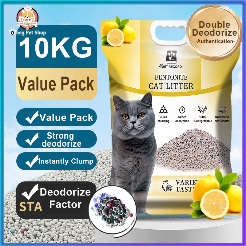 【30L/10KG】Bentonite Cat Litter Food Grade High Absorption Odor Control Clumping Mixed Cat Litter ...